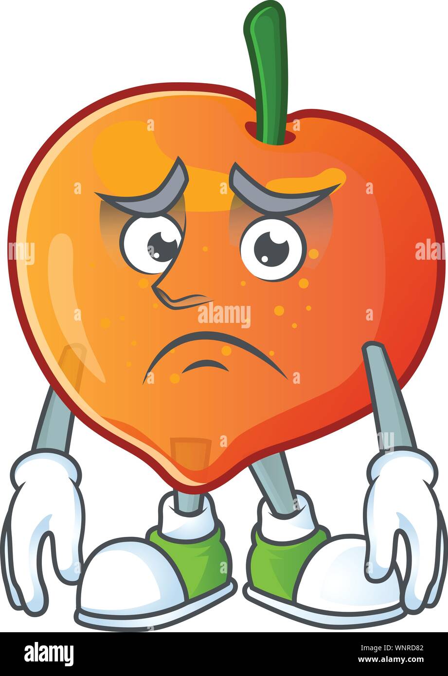 Afraid nectarine cartoon character on a white background Stock Vector ...