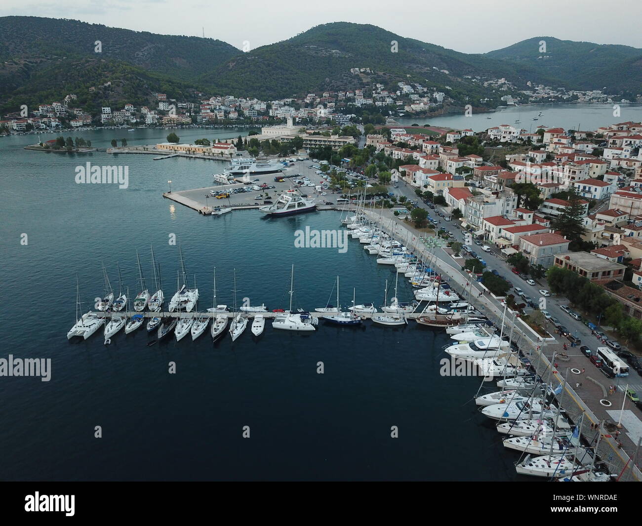 Greek isand sailing drone Stock Photo - Alamy
