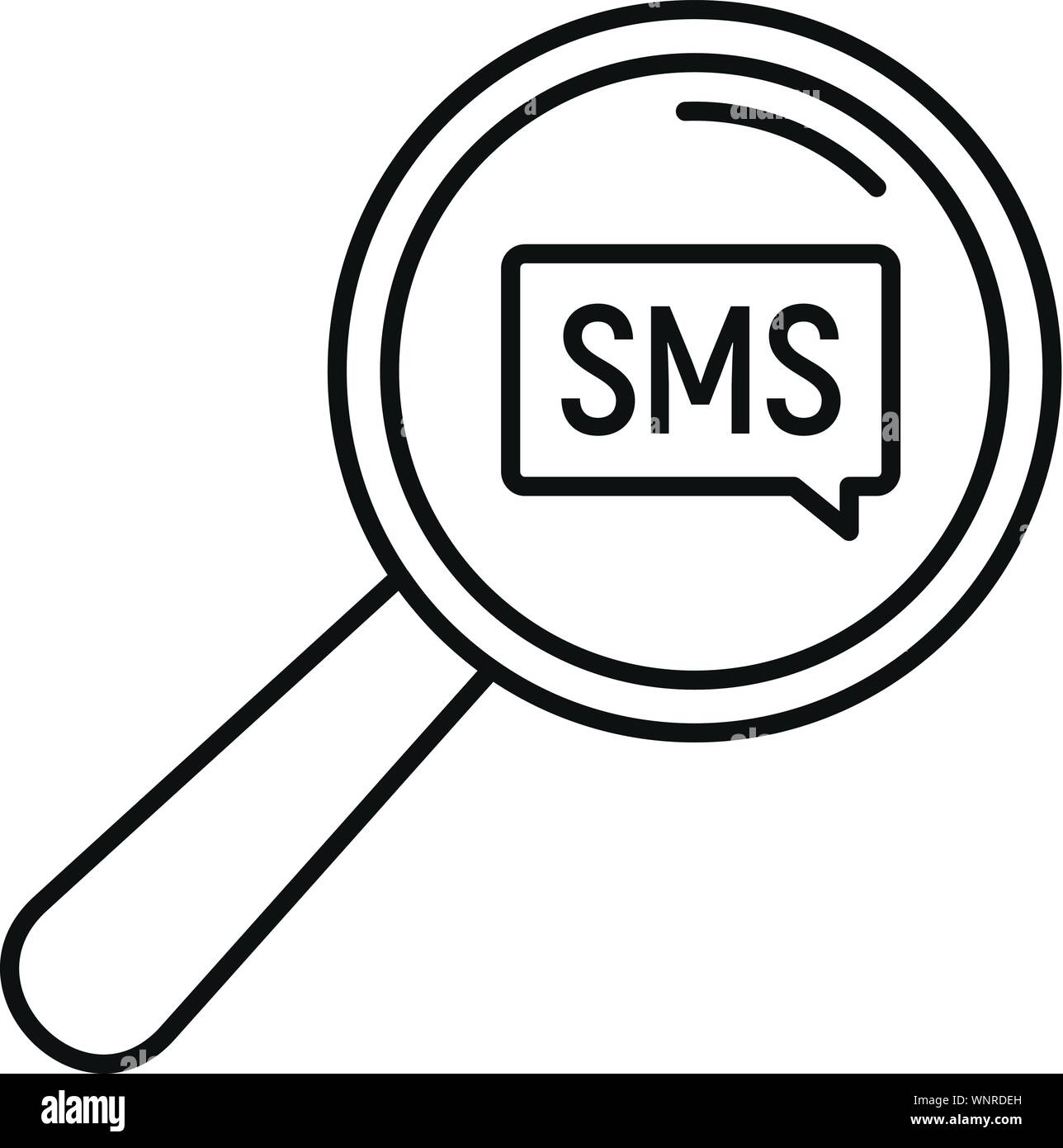 Sms magnify glass icon. Outline sms magnify glass vector icon for web ...