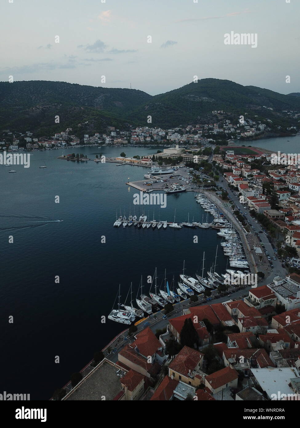 Greek isand sailing drone Stock Photo - Alamy