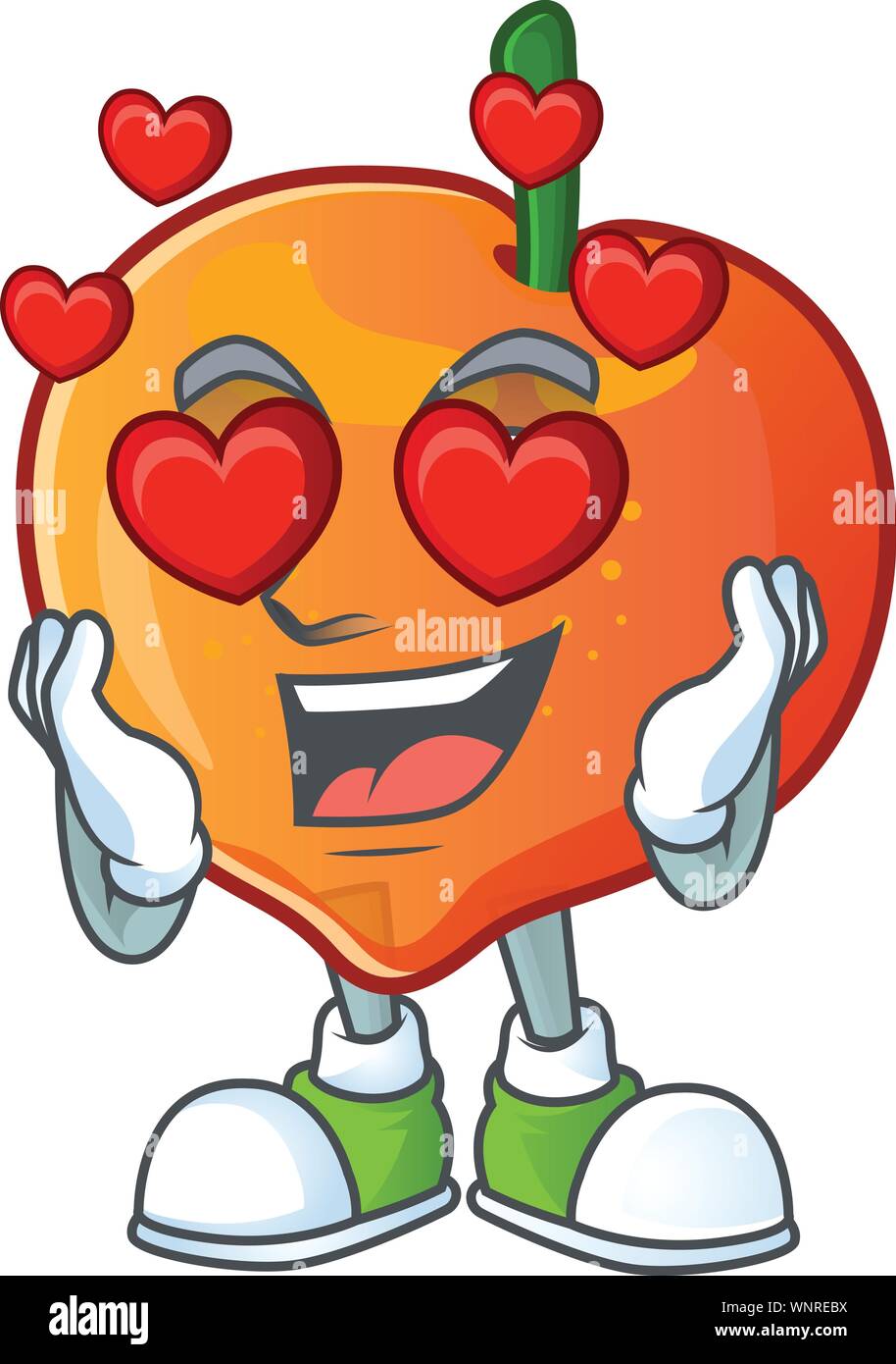 In love nectarine cartoon character on a white background Stock Vector ...
