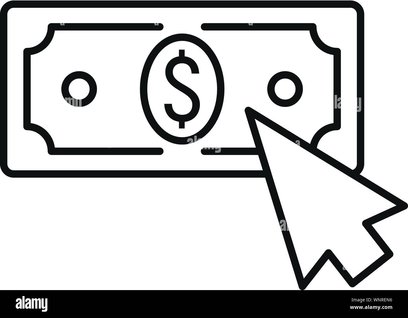 Web money click icon. Outline web money click vector icon for web ...