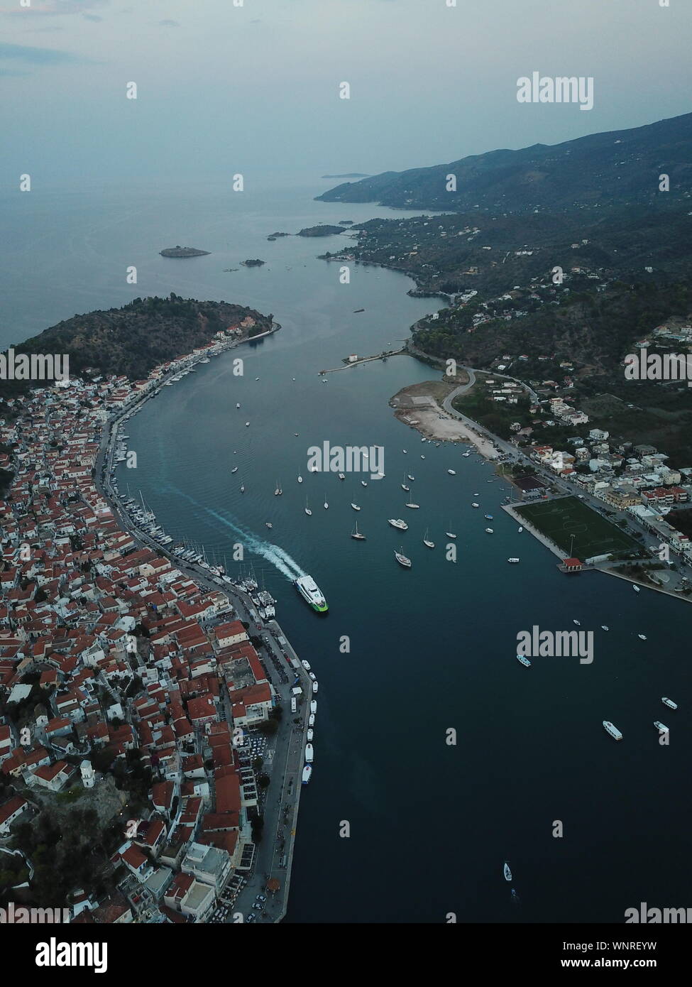 Greek isand sailing drone Stock Photo - Alamy