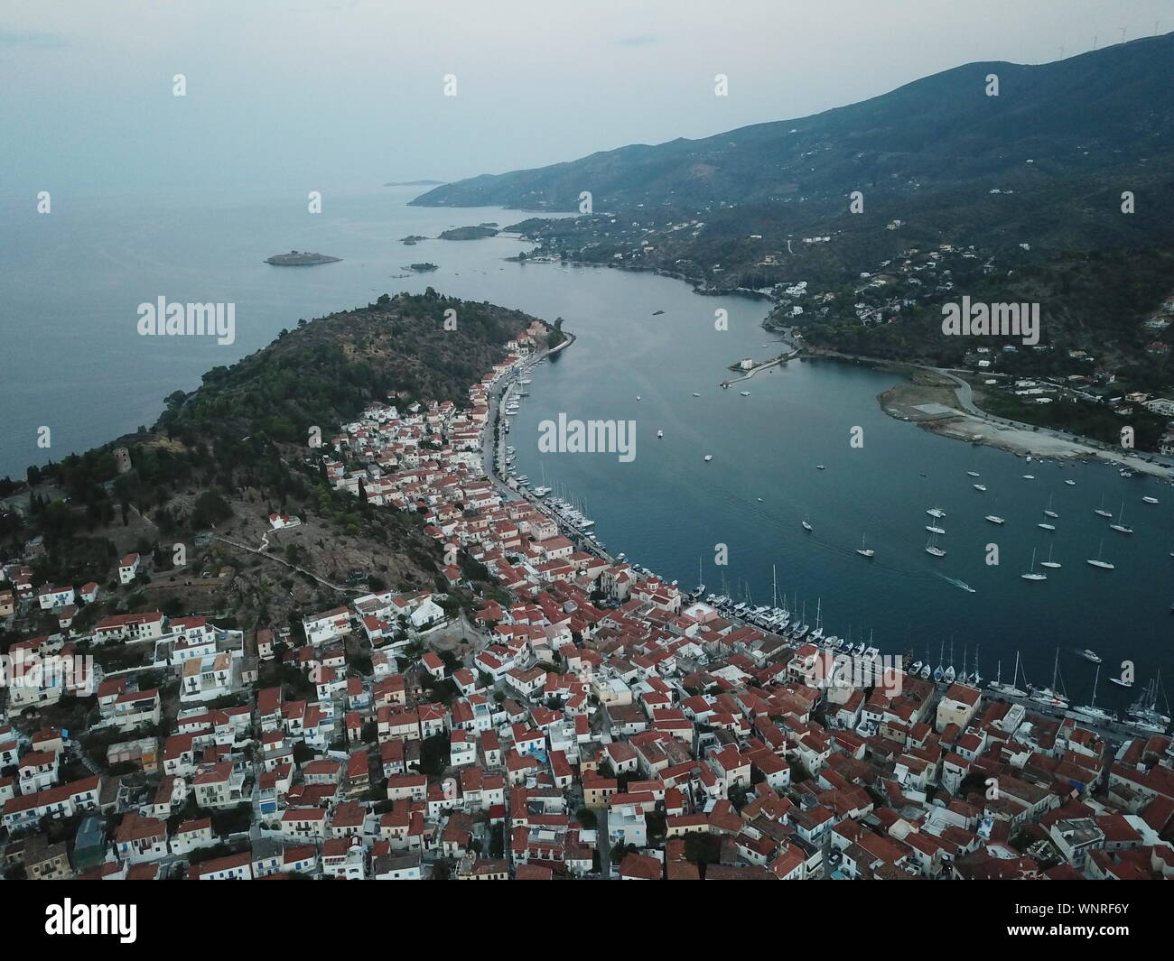 Greek isand sailing drone Stock Photo - Alamy