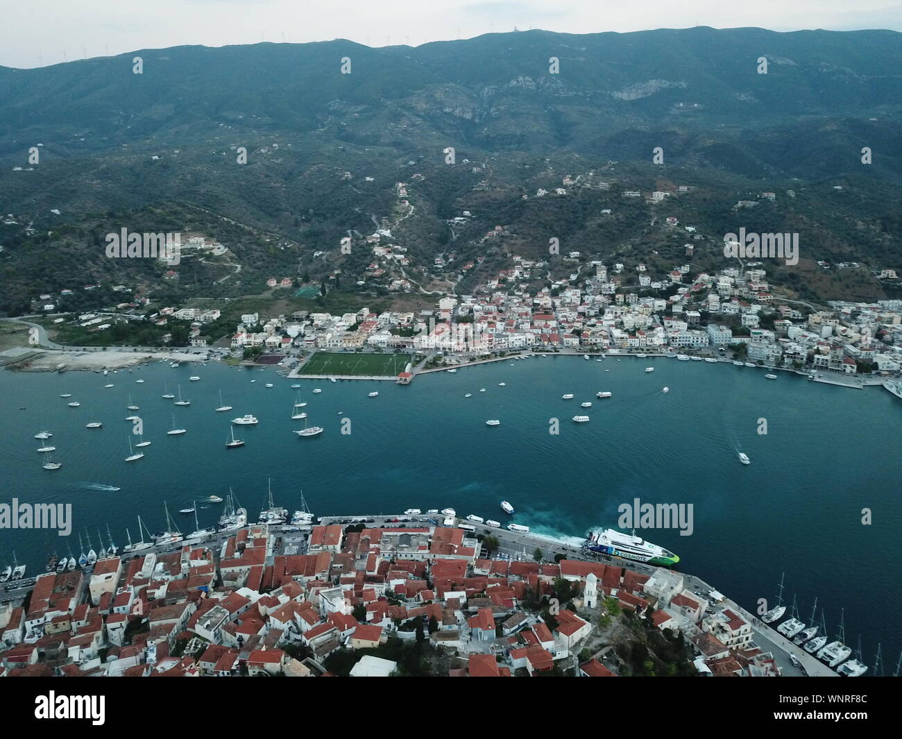 Greek isand sailing drone Stock Photo - Alamy
