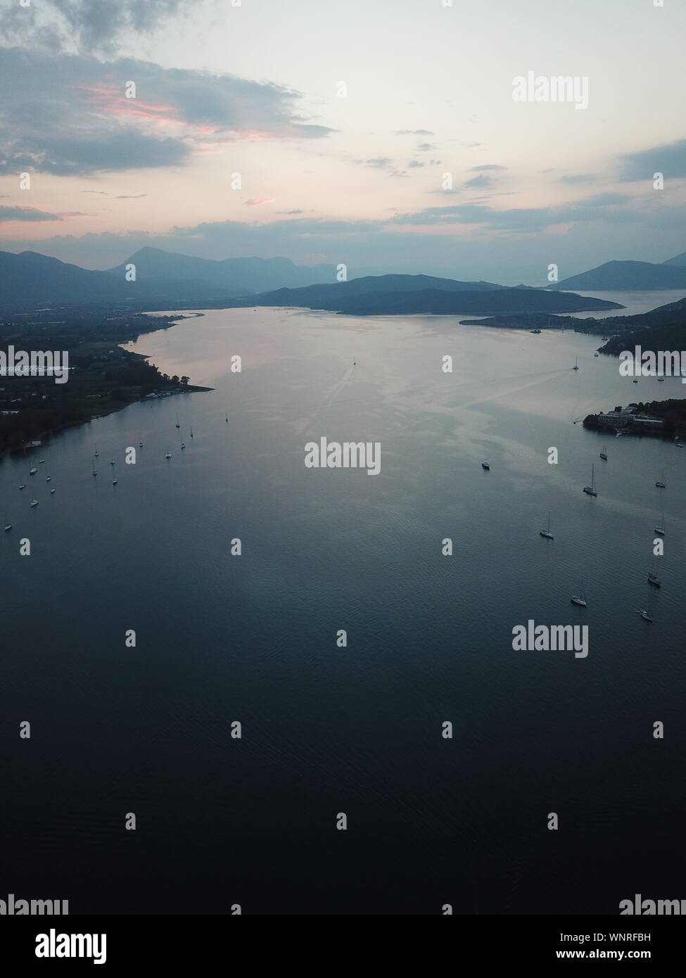 Greek isand sailing drone Stock Photo - Alamy