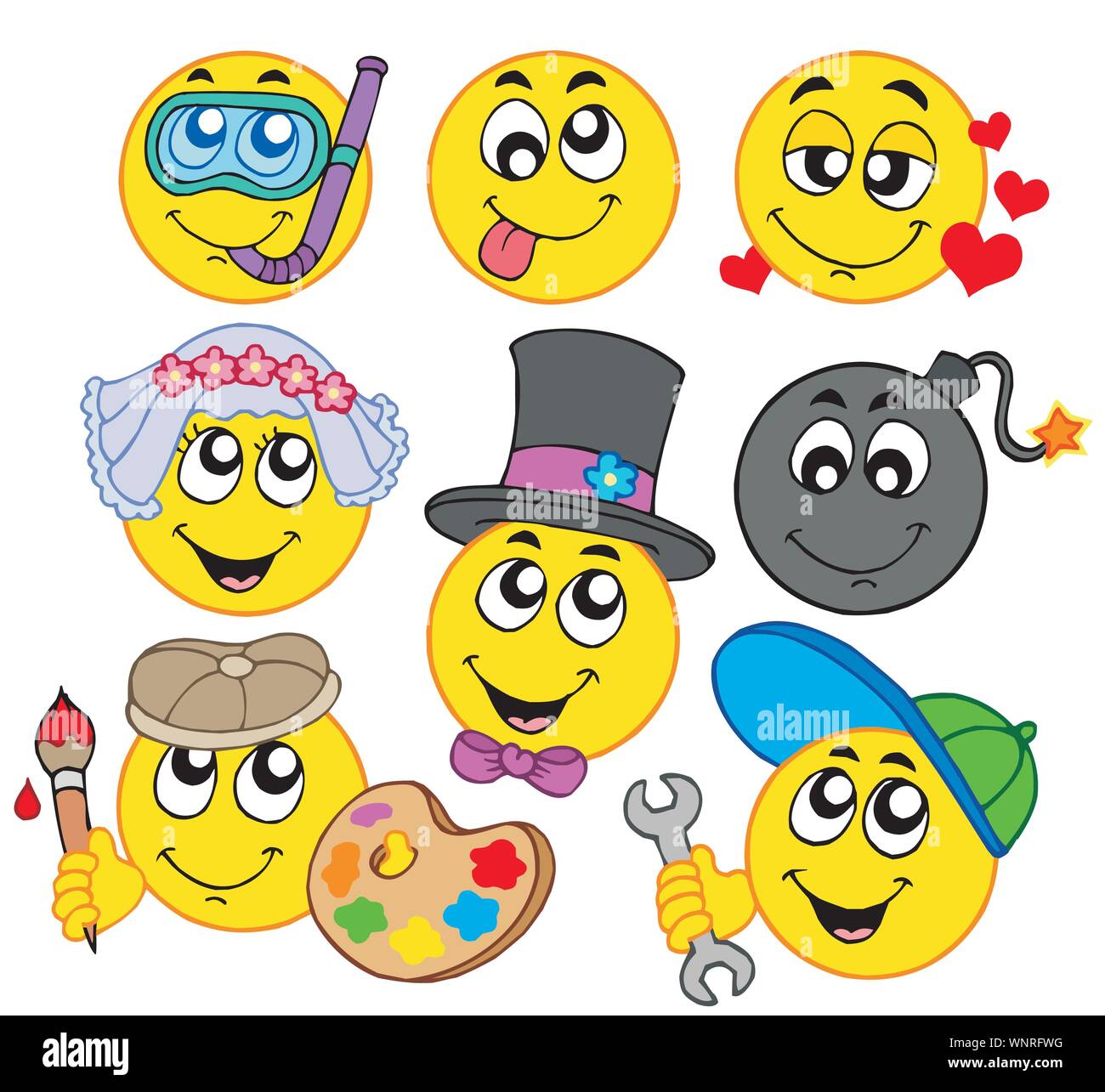 Set emotions smileys Stock Vector Images - Alamy