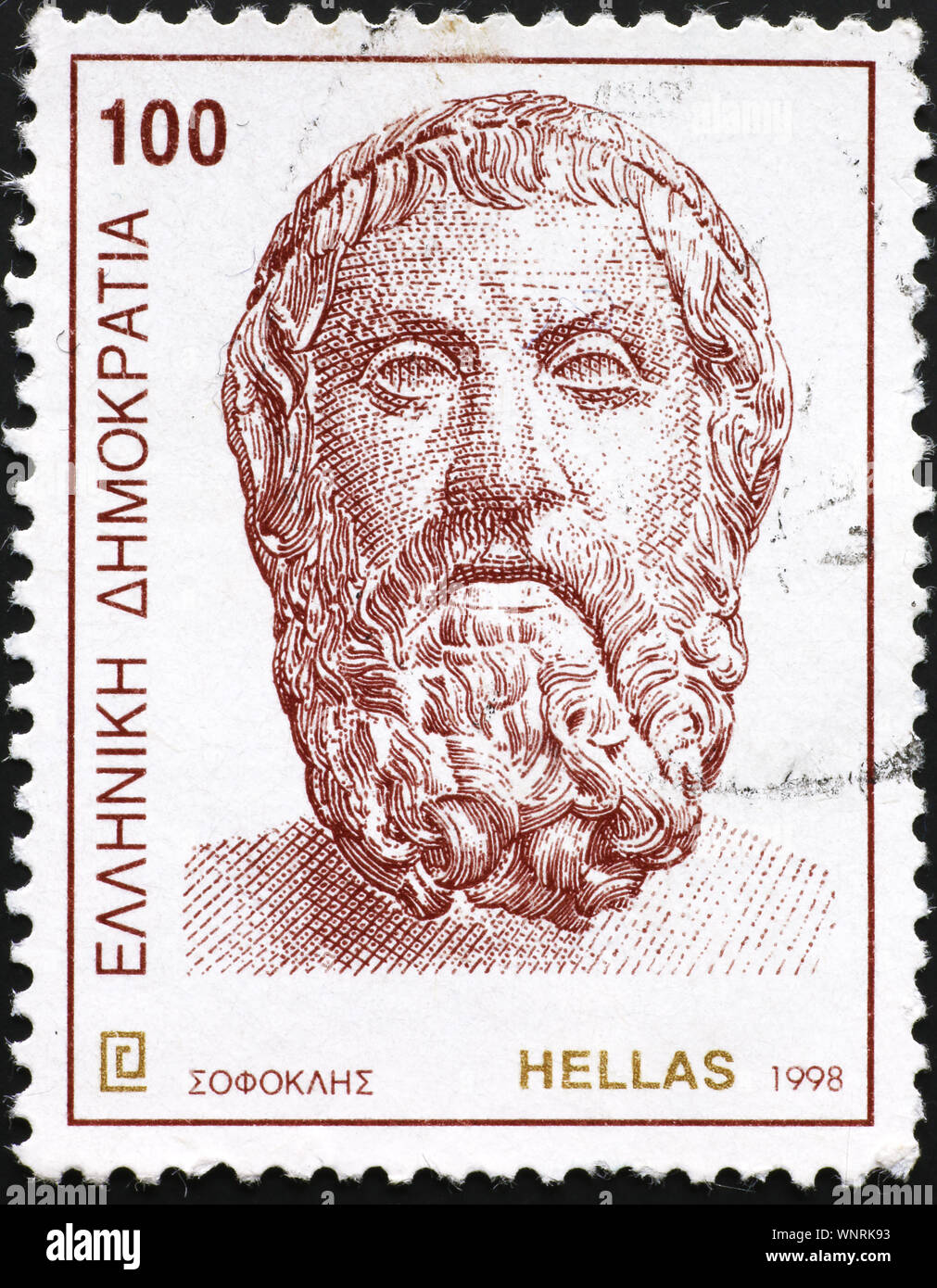 Bust of Sofocles on greek postage stamp Stock Photo - Alamy