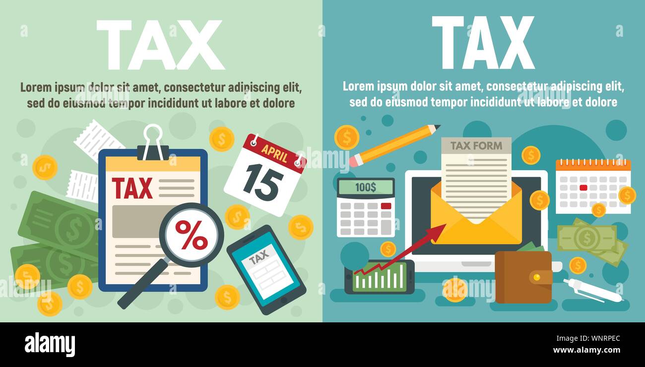 Tax banner set. Flat illustration of tax vector banner set for web ...
