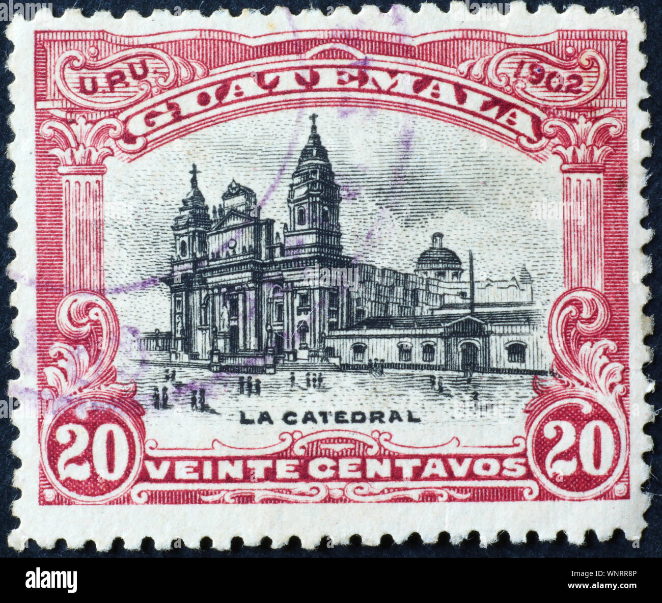 Cathedral of Guatemala City on ancient postage stamp Stock Photo - Alamy