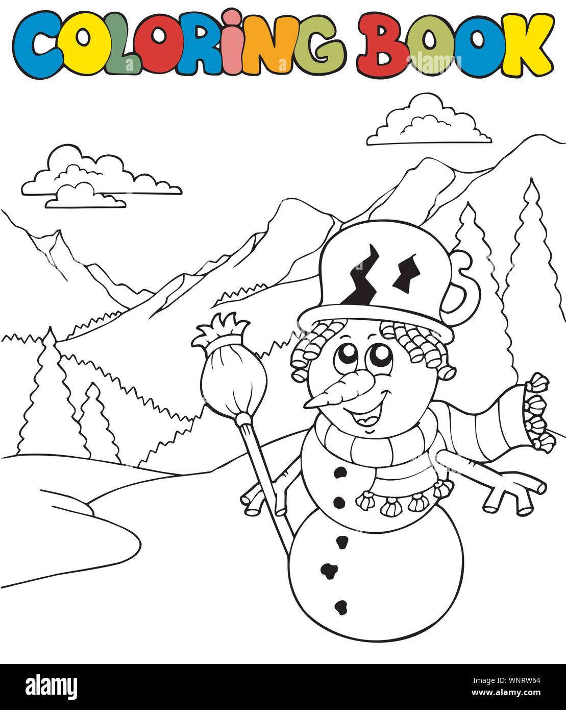 Coloring book with cartoon snowman Stock Vector Image & Art - Alamy