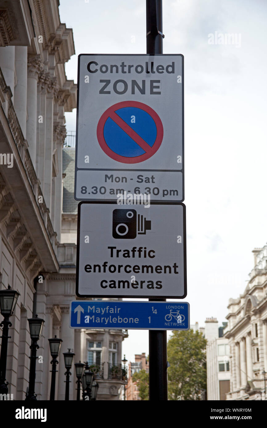 Traffic signs,enforcement London, England, UK Stock Photo - Alamy