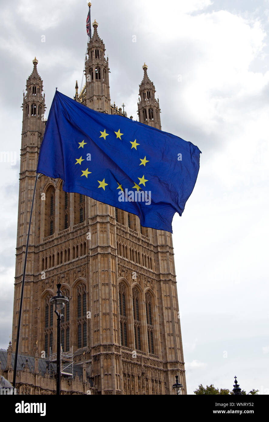 European flag flying outside Westminster, London, England, UK Stock ...