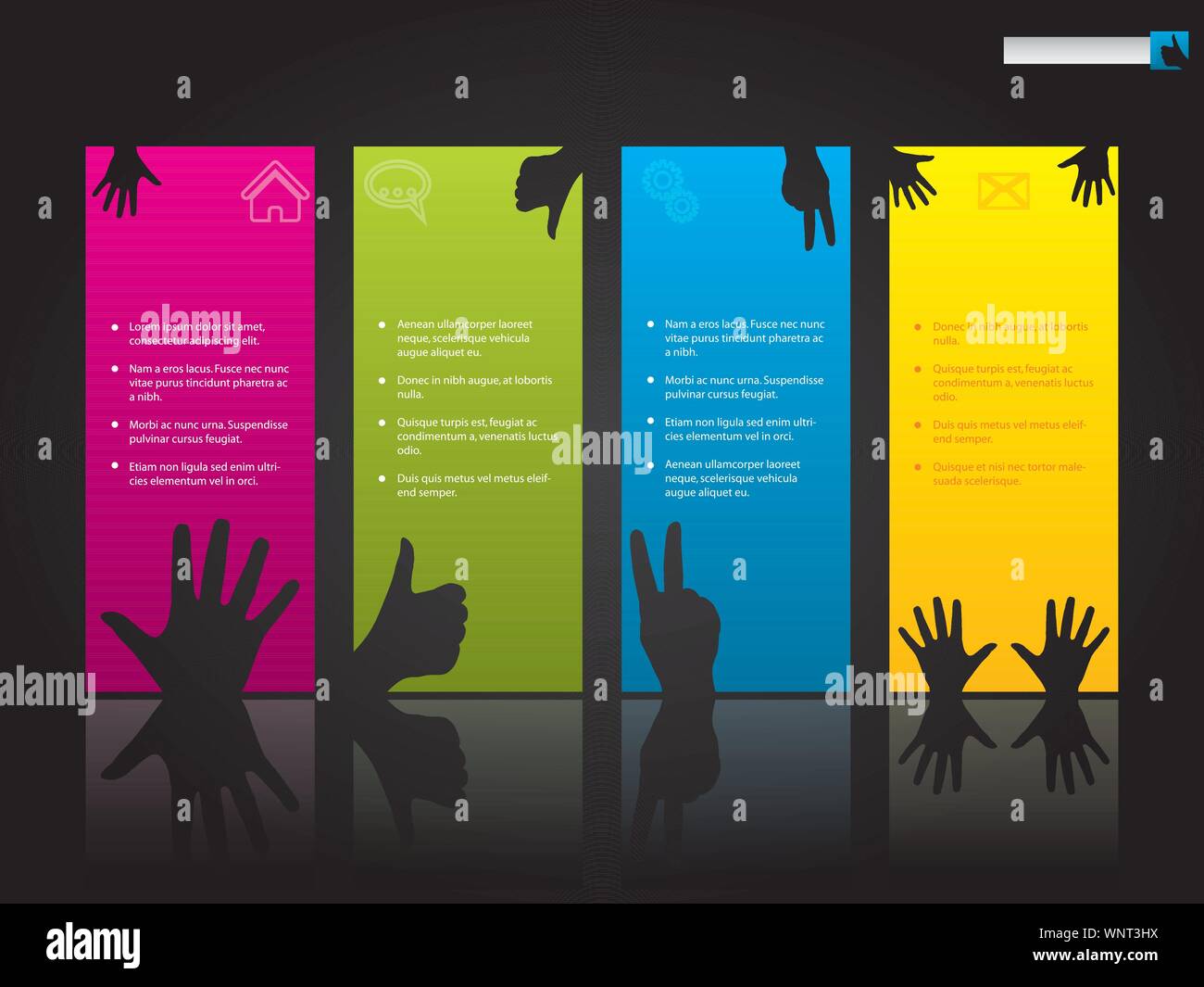 Website template design with hand symbols Stock Vector Image & Art - Alamy