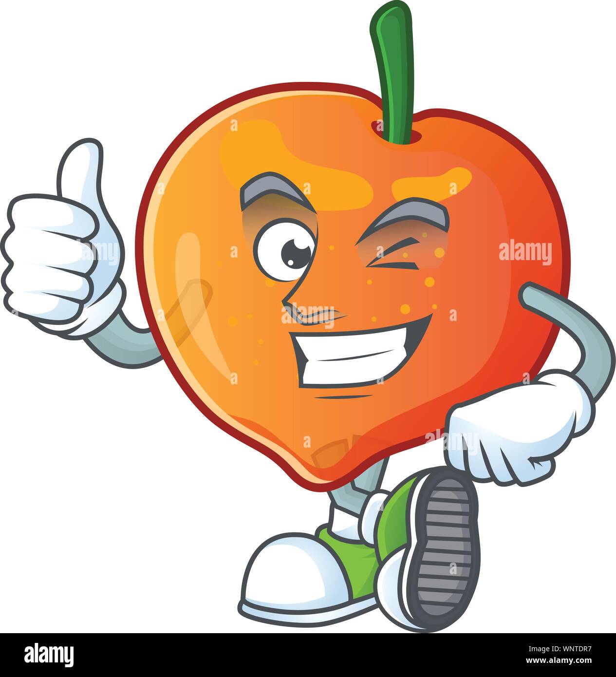 Thumbs up nectarine character mascot funny shape cartoon Stock Vector ...