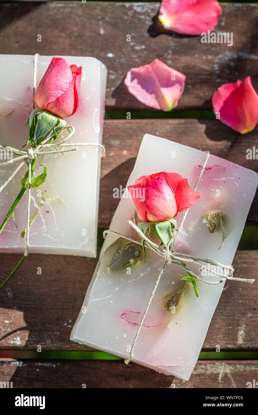 Healthy and natural rose soap made of fresh flowers Stock Photo - Alamy