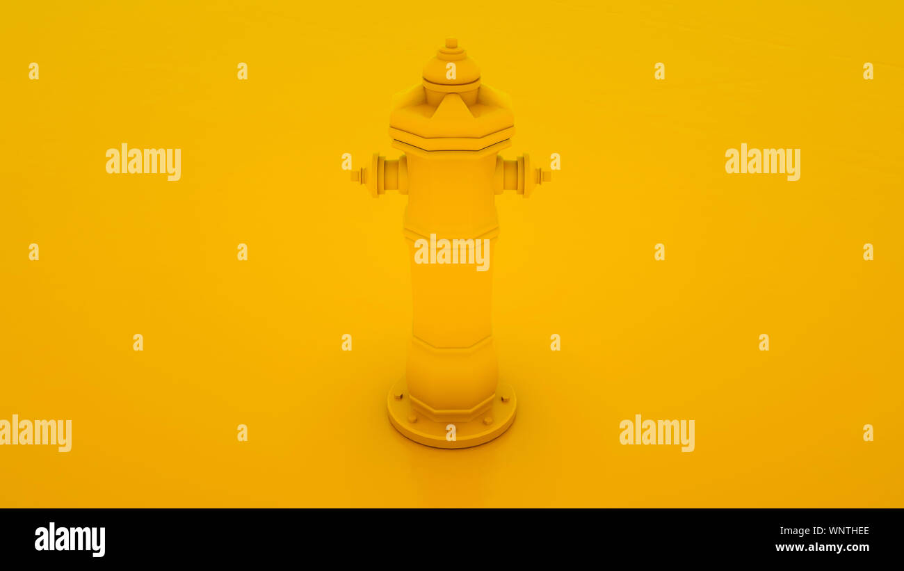 Yellow fire hydrant. Minimal idea concept. 3d illustration Stock Photo ...