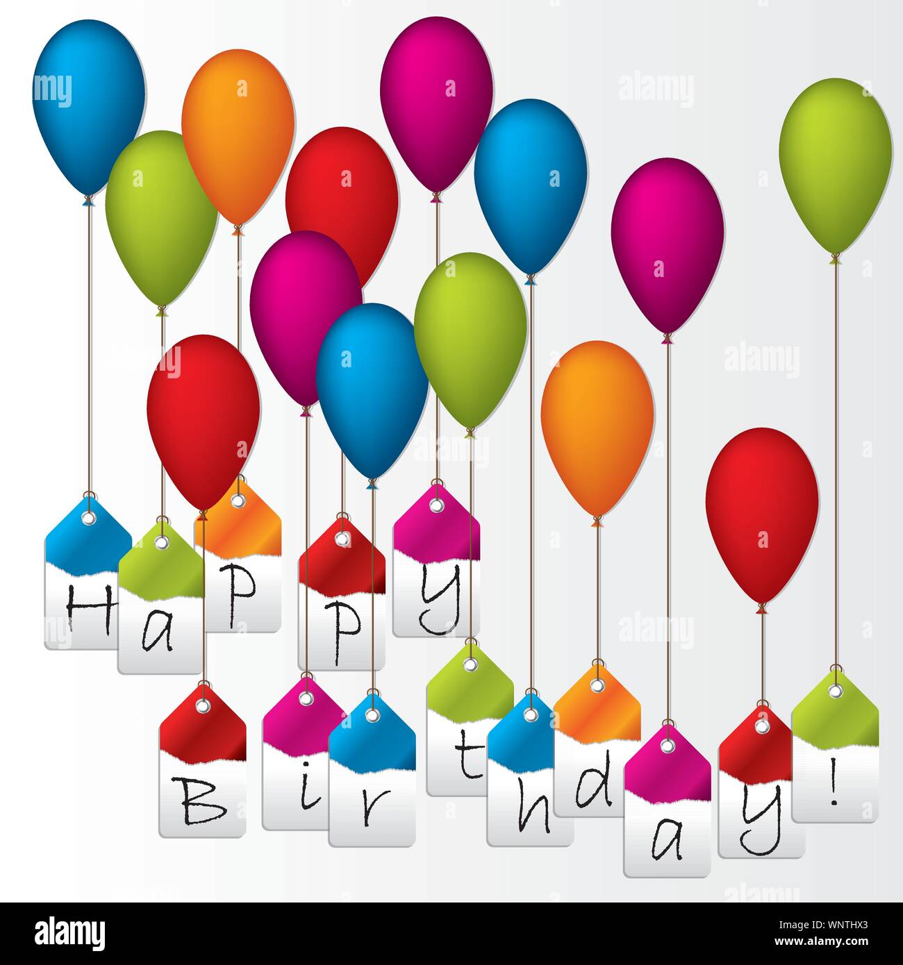 Happy birthday labels hanging on color balloons Stock Vector Image ...