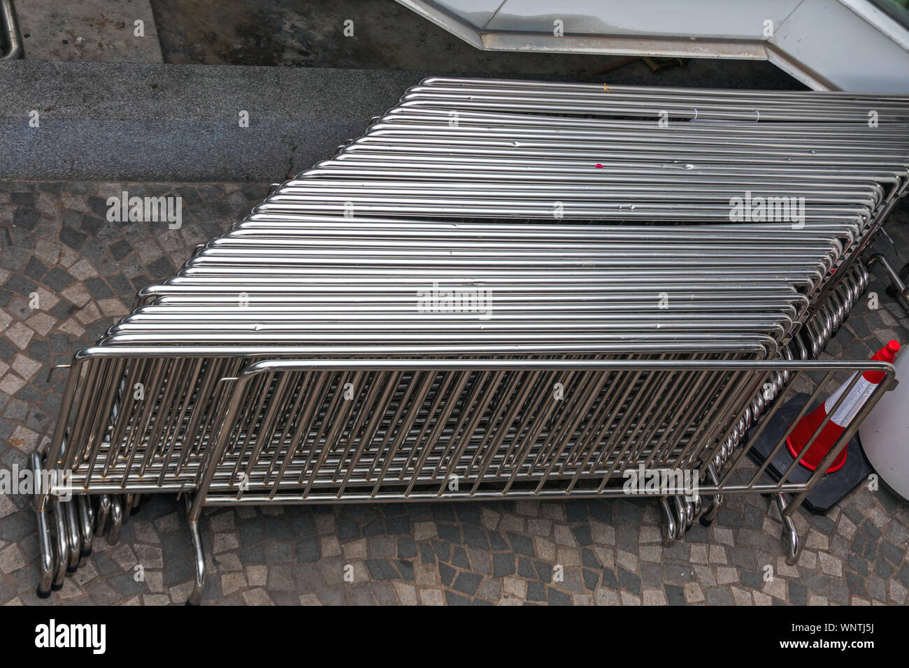 Stacked Barricades Steel Metal Barriers Fence Stock Photo - Alamy