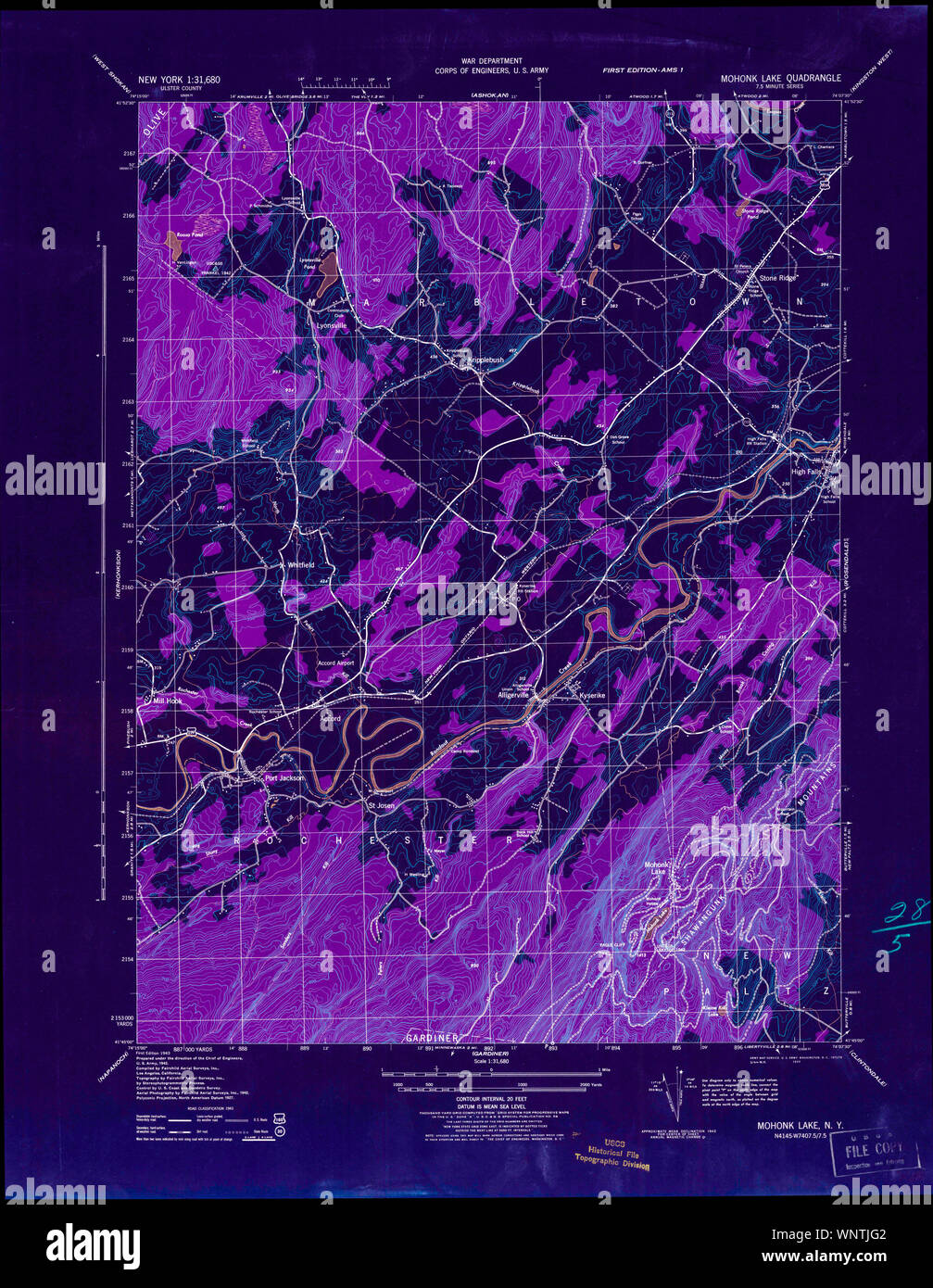 New York NY Mohonk Lake 130598 1943 31680 Inverted Restoration Stock ...