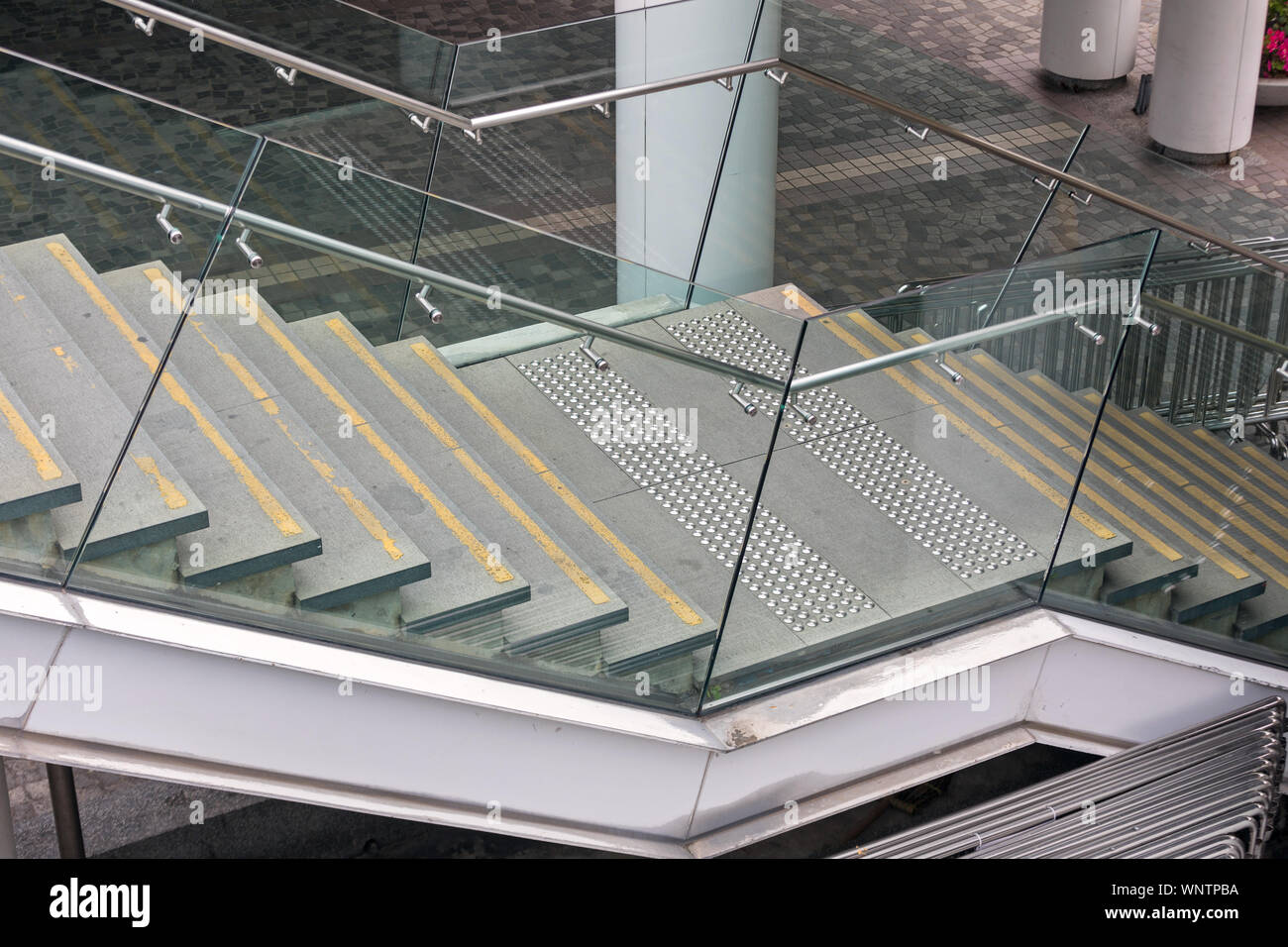 External Staircase Stairs With Modern Glass Fence Stock Photo - Alamy