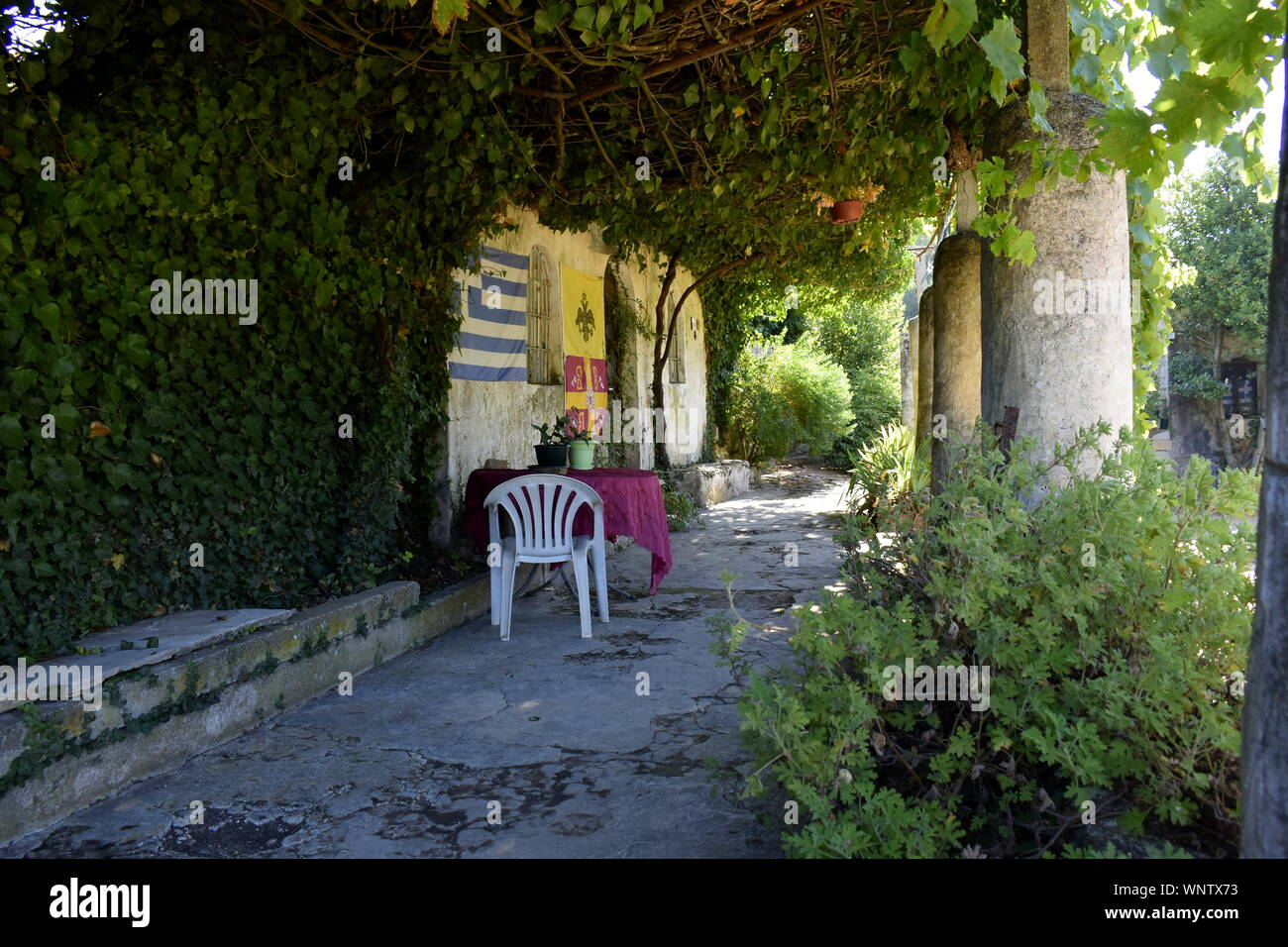 Monastery, "Anafonitria", yard, Byzantine, Orthodox, religion, Greece ...