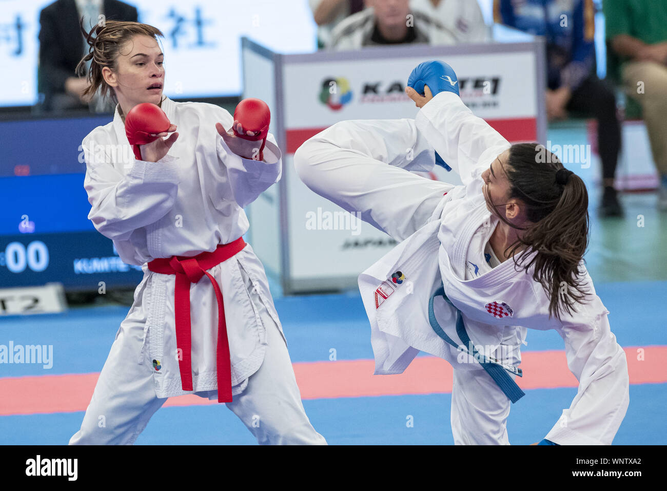 Tokyo, Japan. 6th Sep, 2019. Alesandra Hasani of Croatia (blue) fights ...