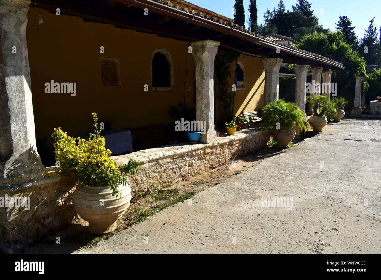Monastery, "Anafonitria", yard, Byzantine, Orthodox, religion, Greece ...