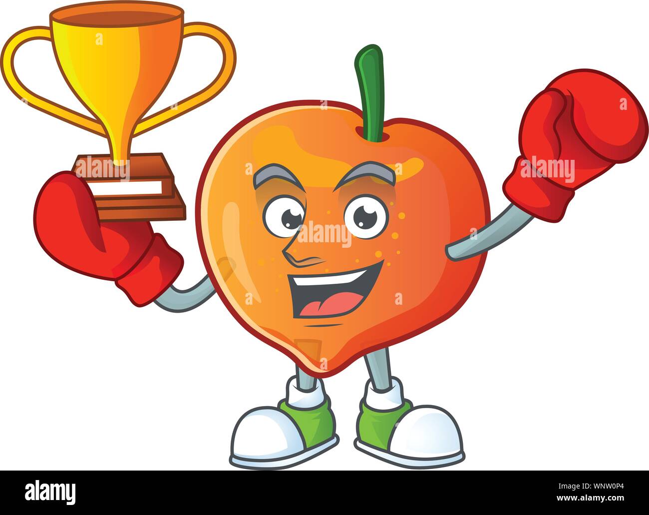 Boxing winner sweet nectarine character maskot of cartoon style Stock ...