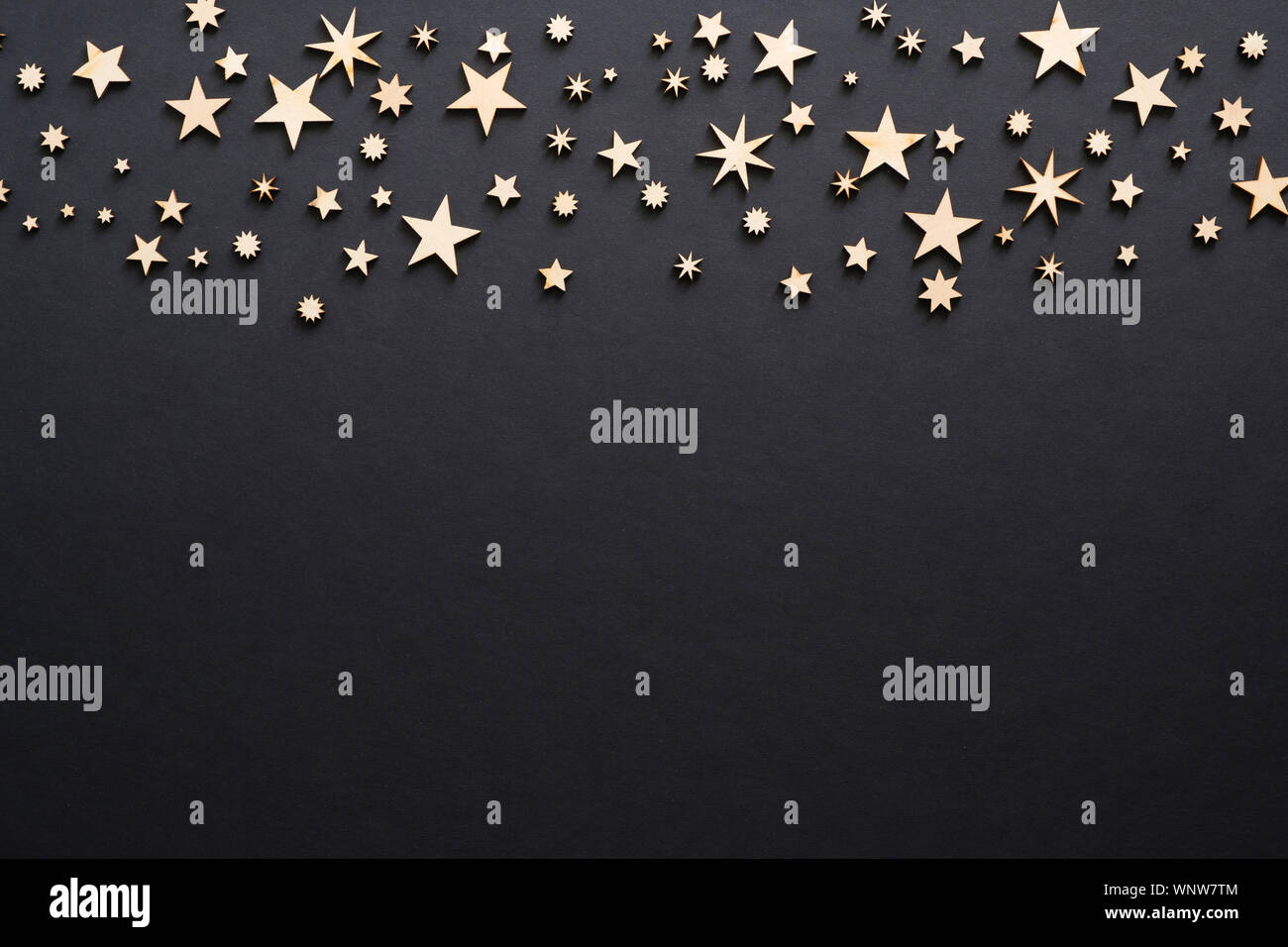 Christmas border frame with handmade wooden decorations. Christmas eve ...