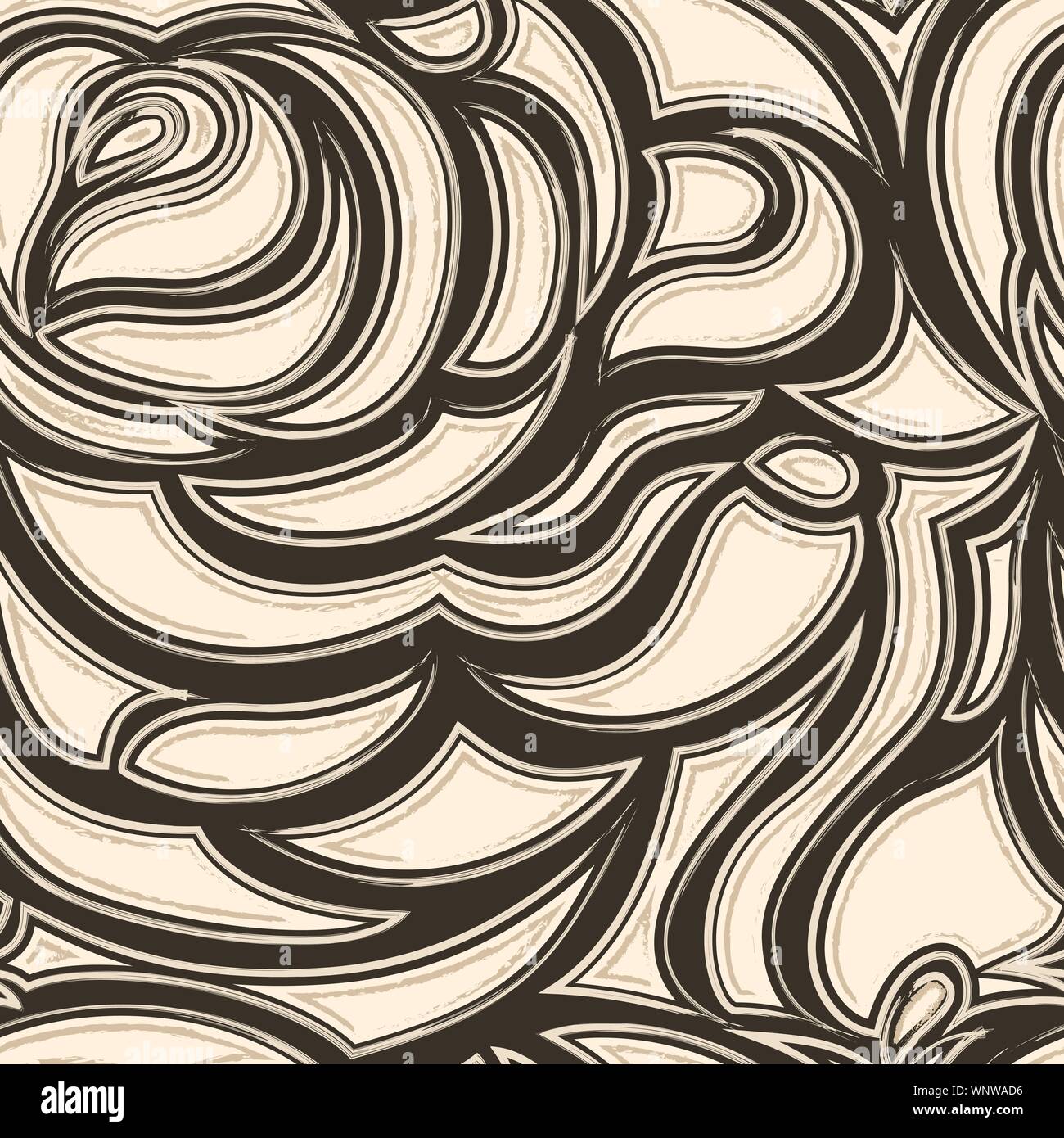Seamless brown beige pattern from abstract elements or leaves and ...