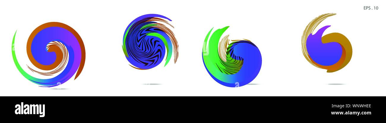Collection of modern abstract graphic elements. Vortex vector ...