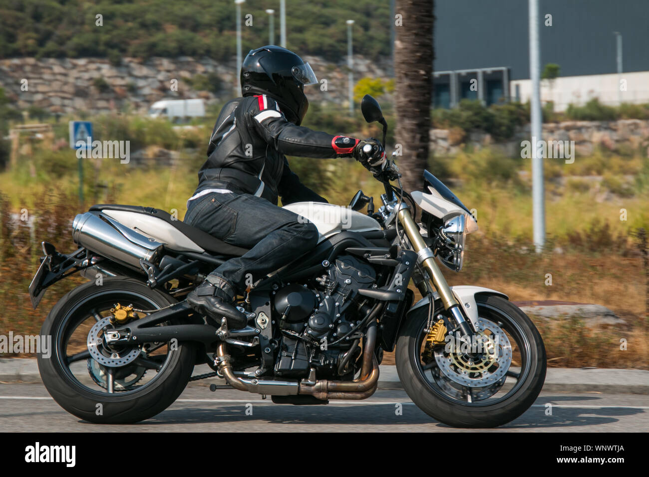 biker on his motorcycle competition Stock Photo - Alamy
