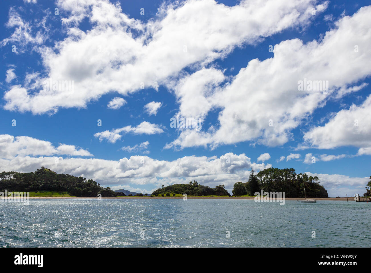 view from boat of Bay of Islands, New Zealand Stock Photo - Alamy