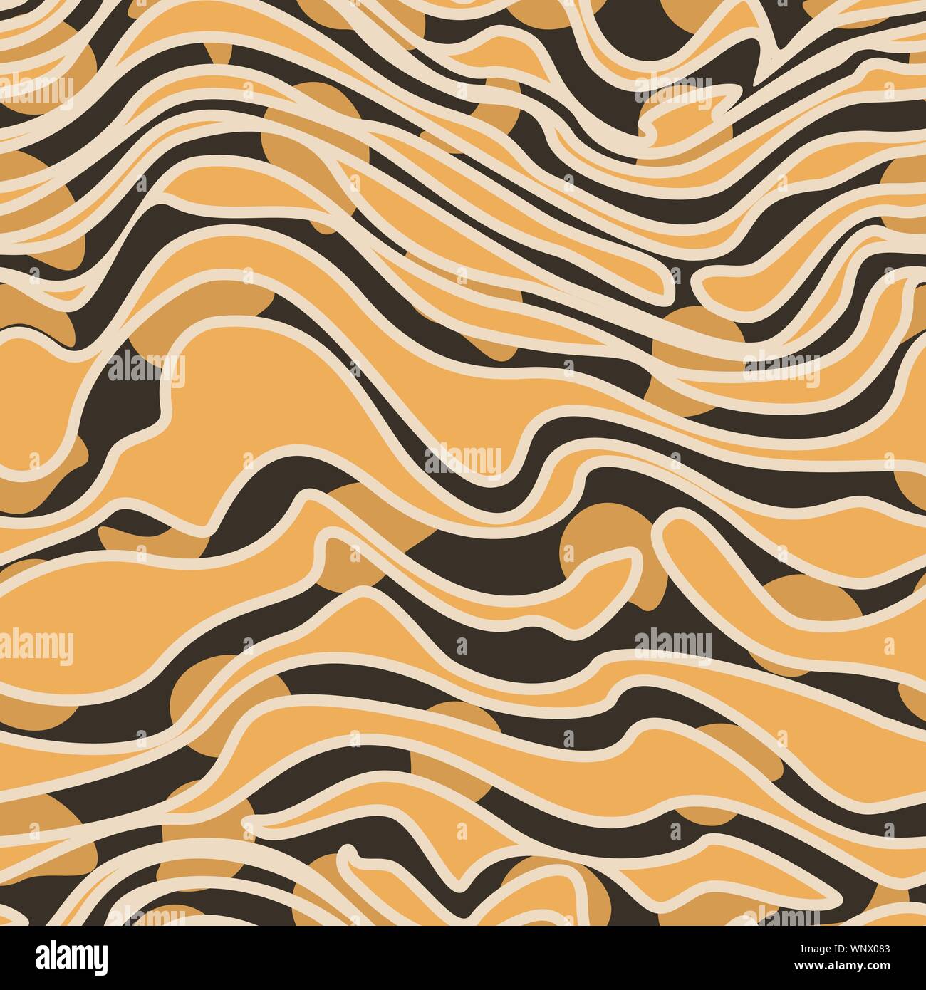 Vector Seamless Pattern And Horizontal Smooth Lines In Orange With Stroke Stock Vector Image