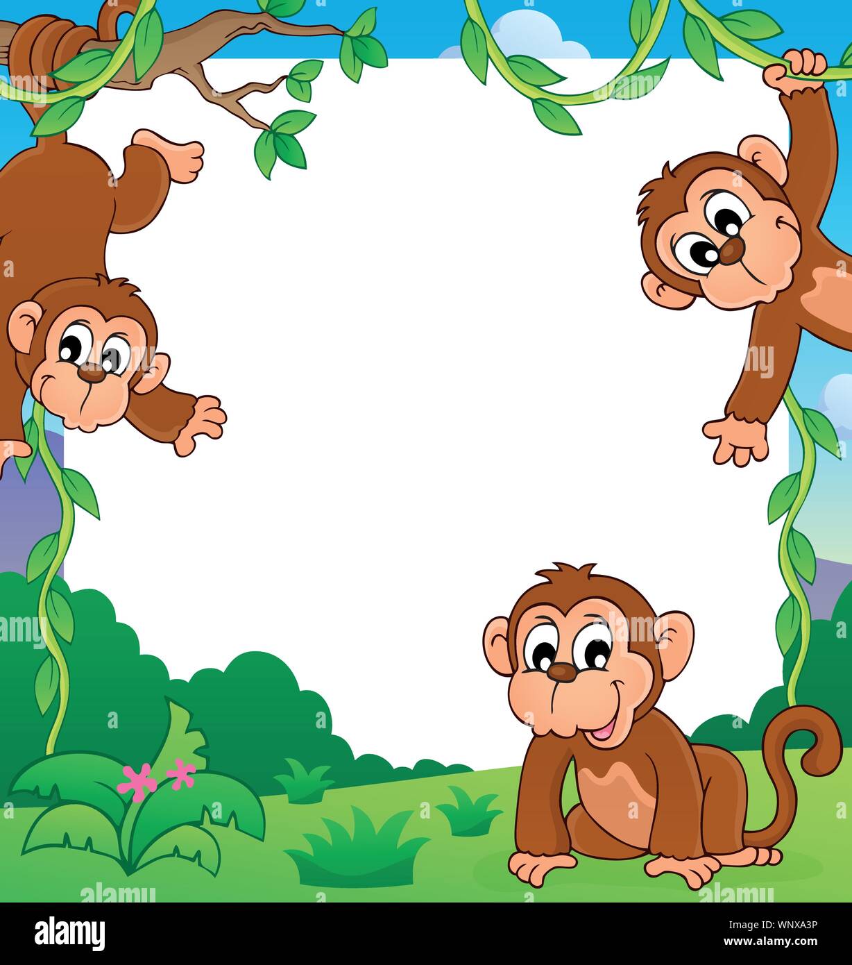 Monkey thematic frame 1 Stock Vector Image & Art - Alamy