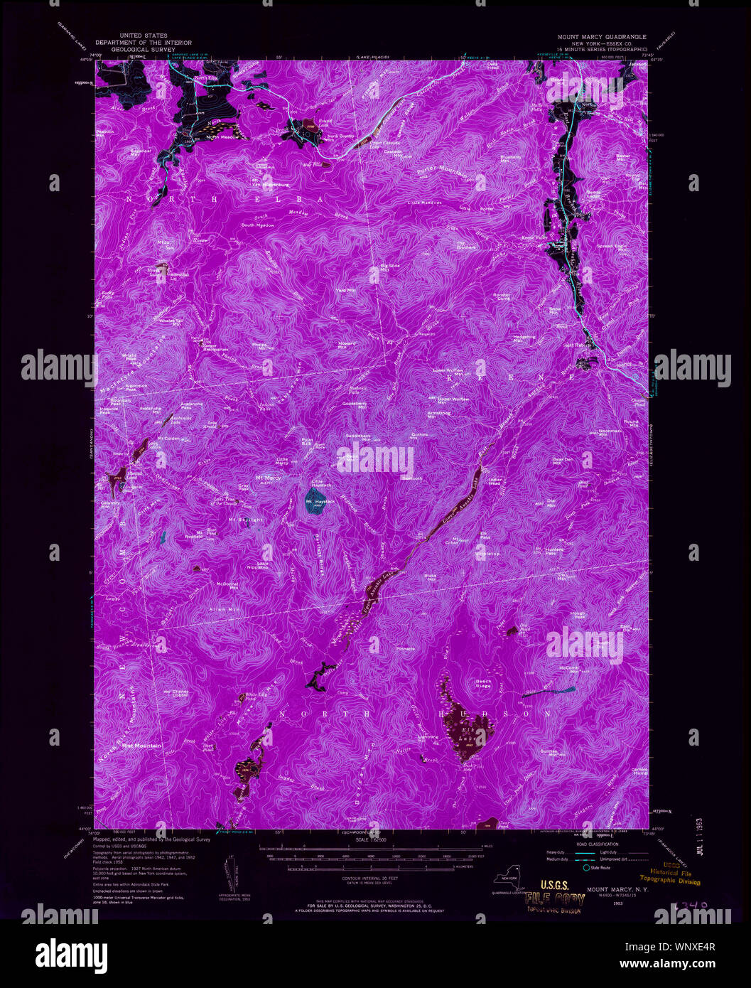 New York NY Mount Marcy 130706 1953 62500 Inverted Restoration Stock ...