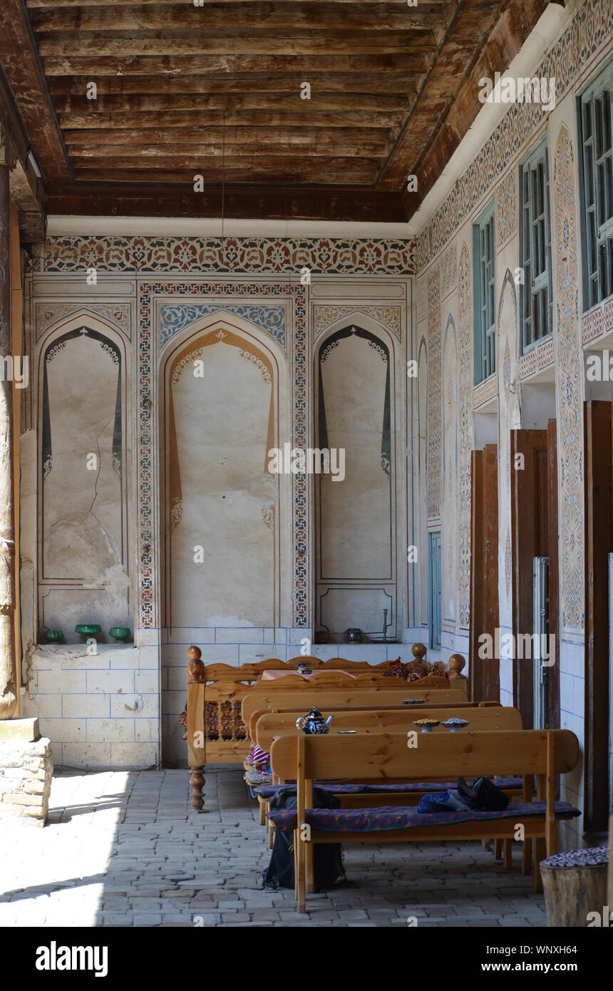 Hotel Rabat in the old quarter of Samarkand city, Uzbekistan. Part of ...