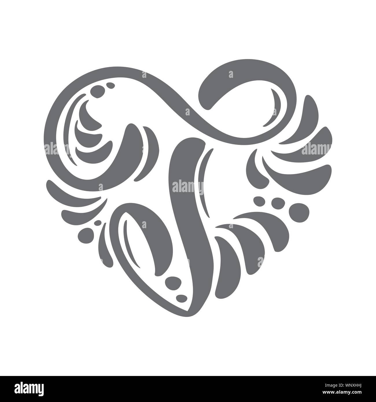Heart love vector Hand Drawn calligraphic scandinavian floral T logo ...