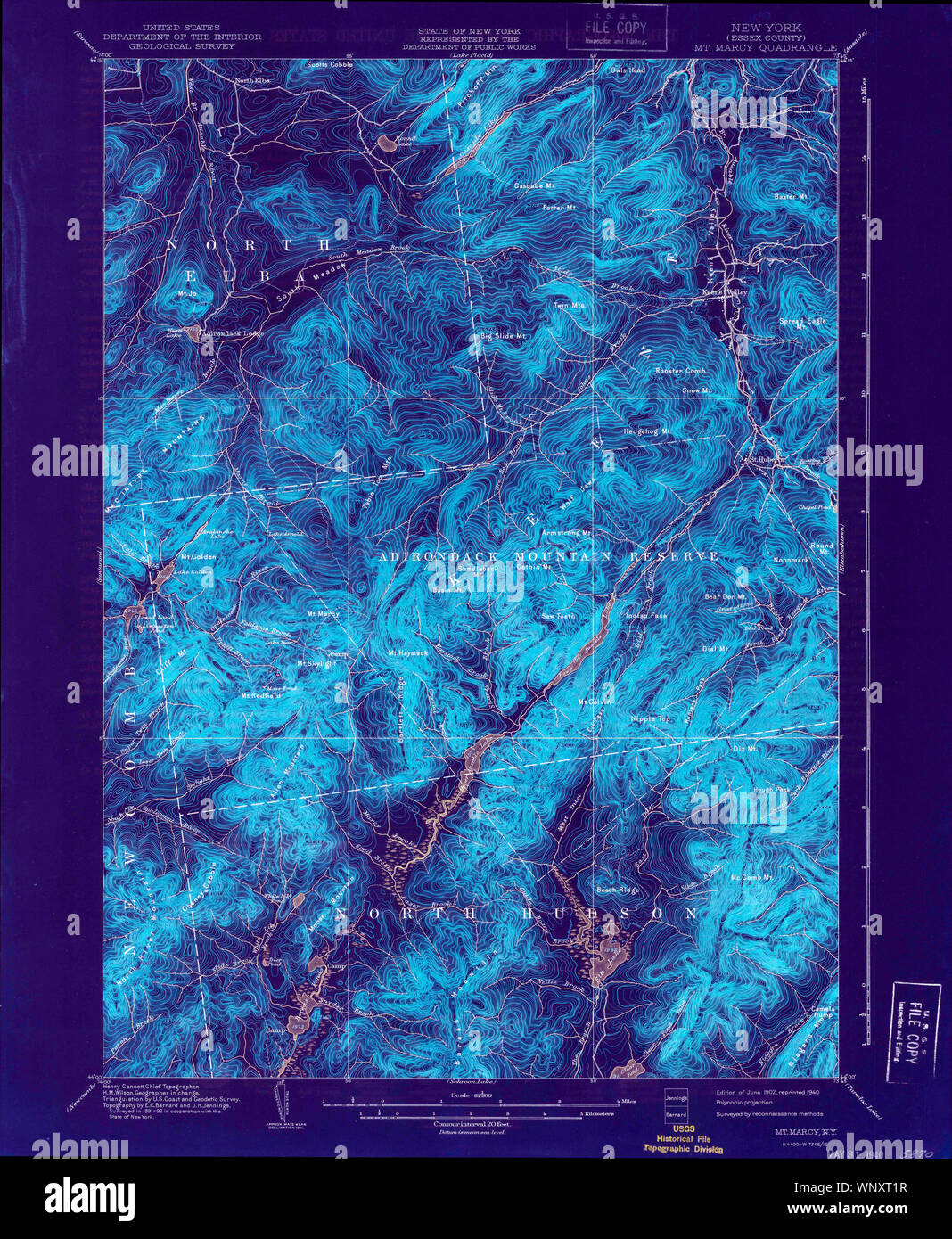 New York NY Mt Marcy 130700 1902 62500 Inverted Restoration Stock Photo ...