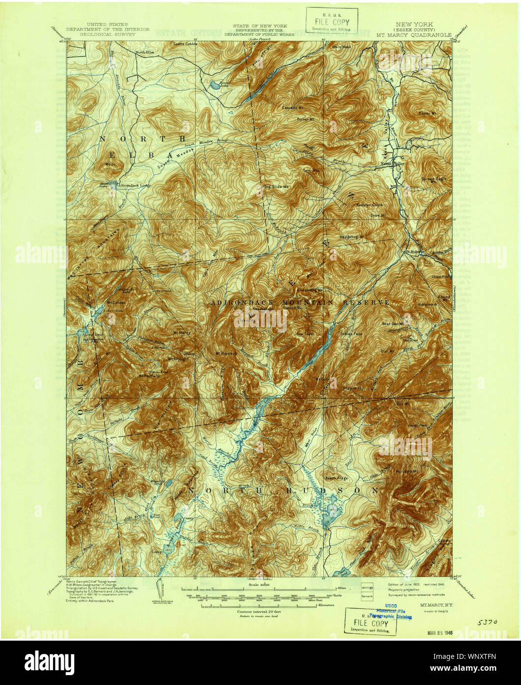 New York NY Mt Marcy 130703 1902 62500 Restoration Stock Photo - Alamy