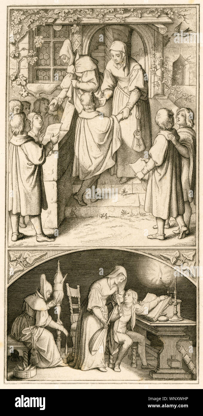 Europa, Deutschland, Luther als Schüler. Originaltext : " Luther singt ...