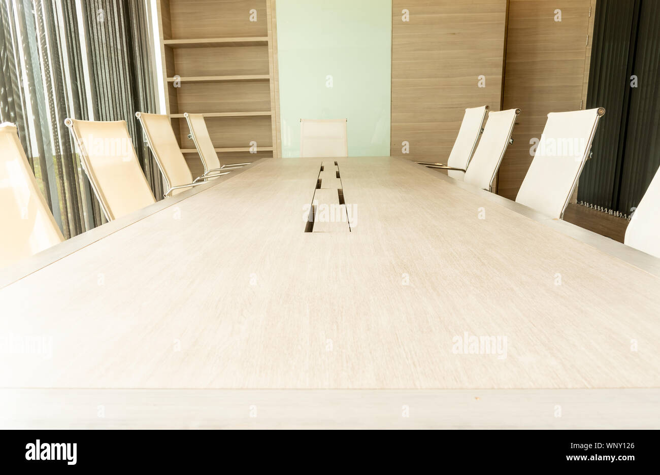 Interior of modern meeting room business concept. Modern furnished ...