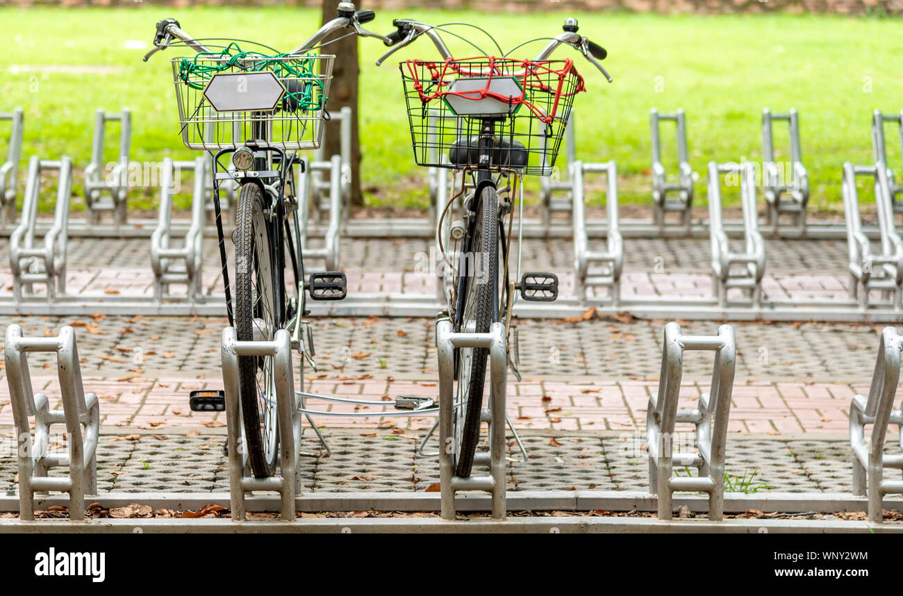 Bicycle parked with a lock on it .Bicycle for traveler slow life travel ...