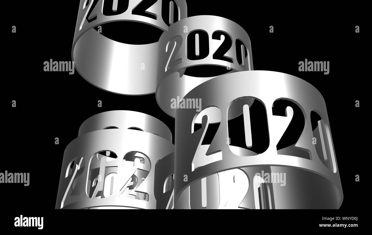 The 3d rendering of 2020 texture isolated with black background color ...