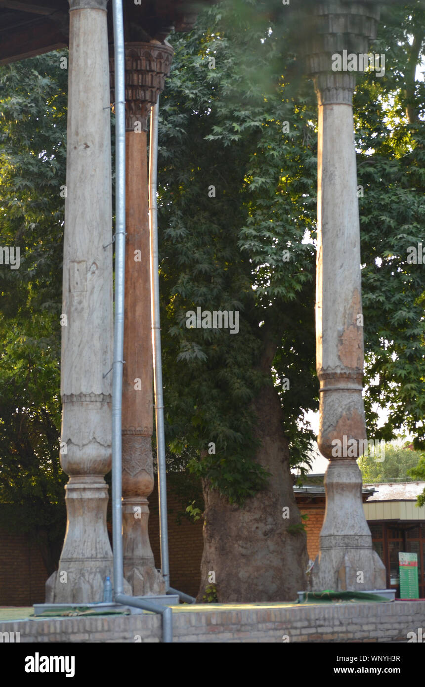 Wooden columns at the mosque within Hazrat-i Imam Complex, Shakhrisabz ...
