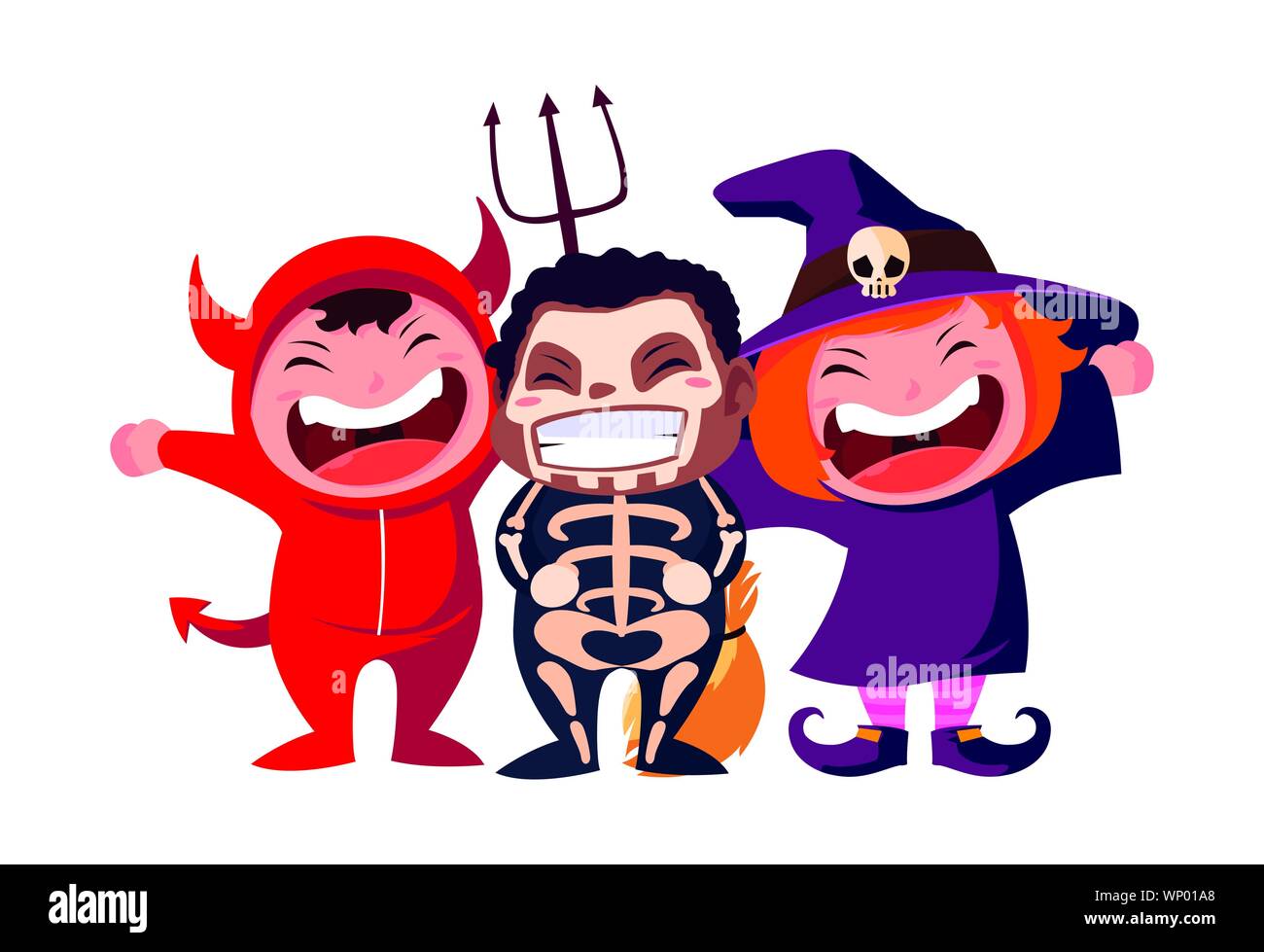 kids in halloween costumes party celebration vector illustration Stock ...