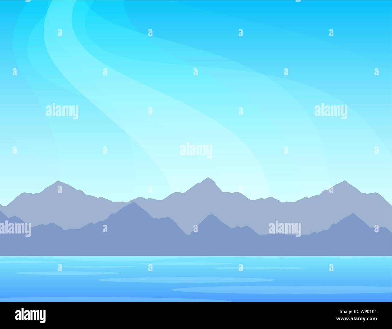 Nature panorama with mountains on a sea. Scenic nature marine landscape ...