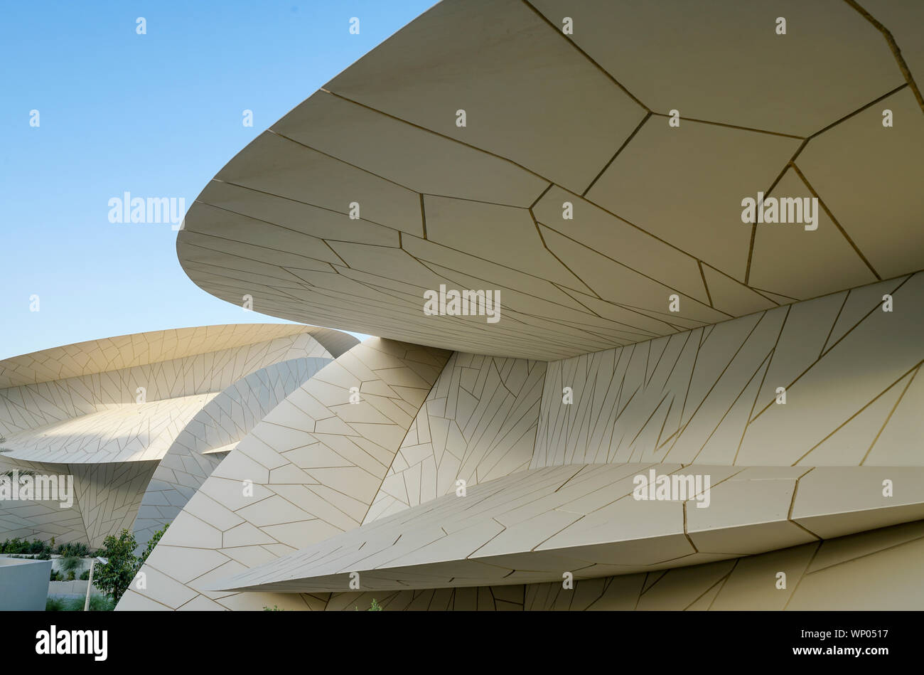 DOHA QATAR - JULY 10 2019;Architectural detail National Museum of Qatar ...