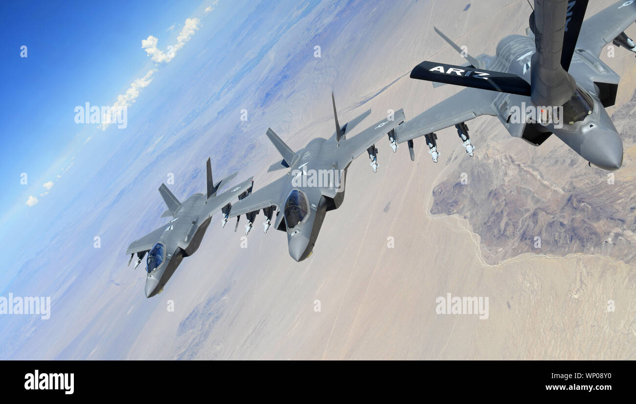 Three F-35A Lighting IIs, assigned to the 63rd Fighter Squadron at Luke ...